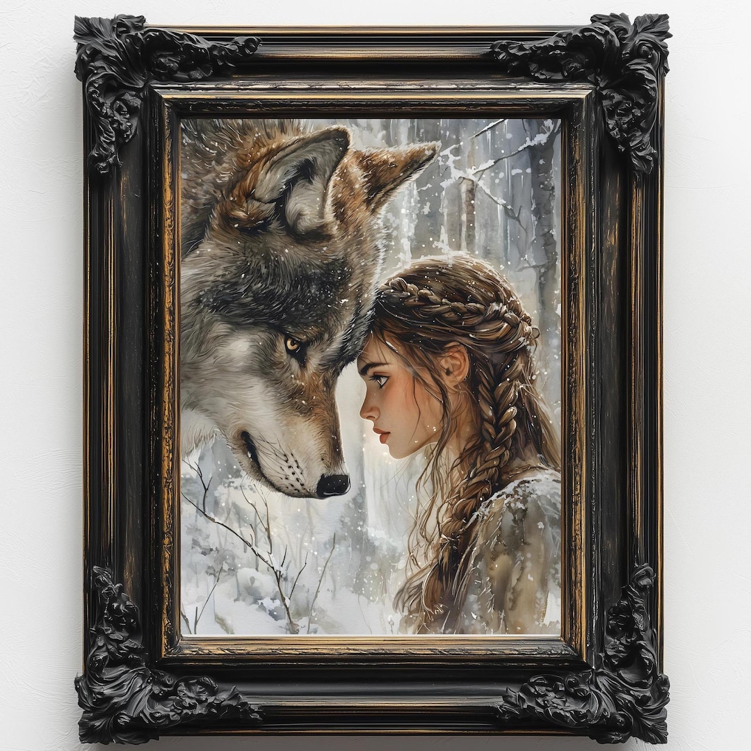 She and Her Wolf, Dark Academia, Wolves Art, Goth Moody Victorian Wall ...