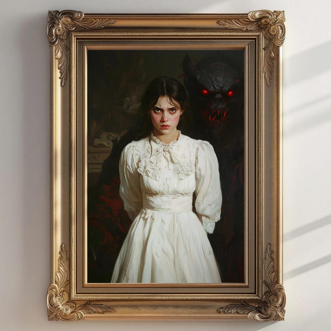 Dark Gothic Demon & Woman Gothic Home Decor Dark Academia Art Spooky ...