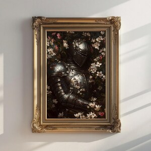 Medieval Knight Floral Art Print, Knightcore Fantasy Art, Fantasy ...