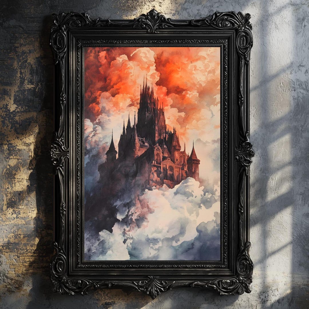 Vampire Castle Art, Moody Gothic Decor, Victorian Painting, Dark ...