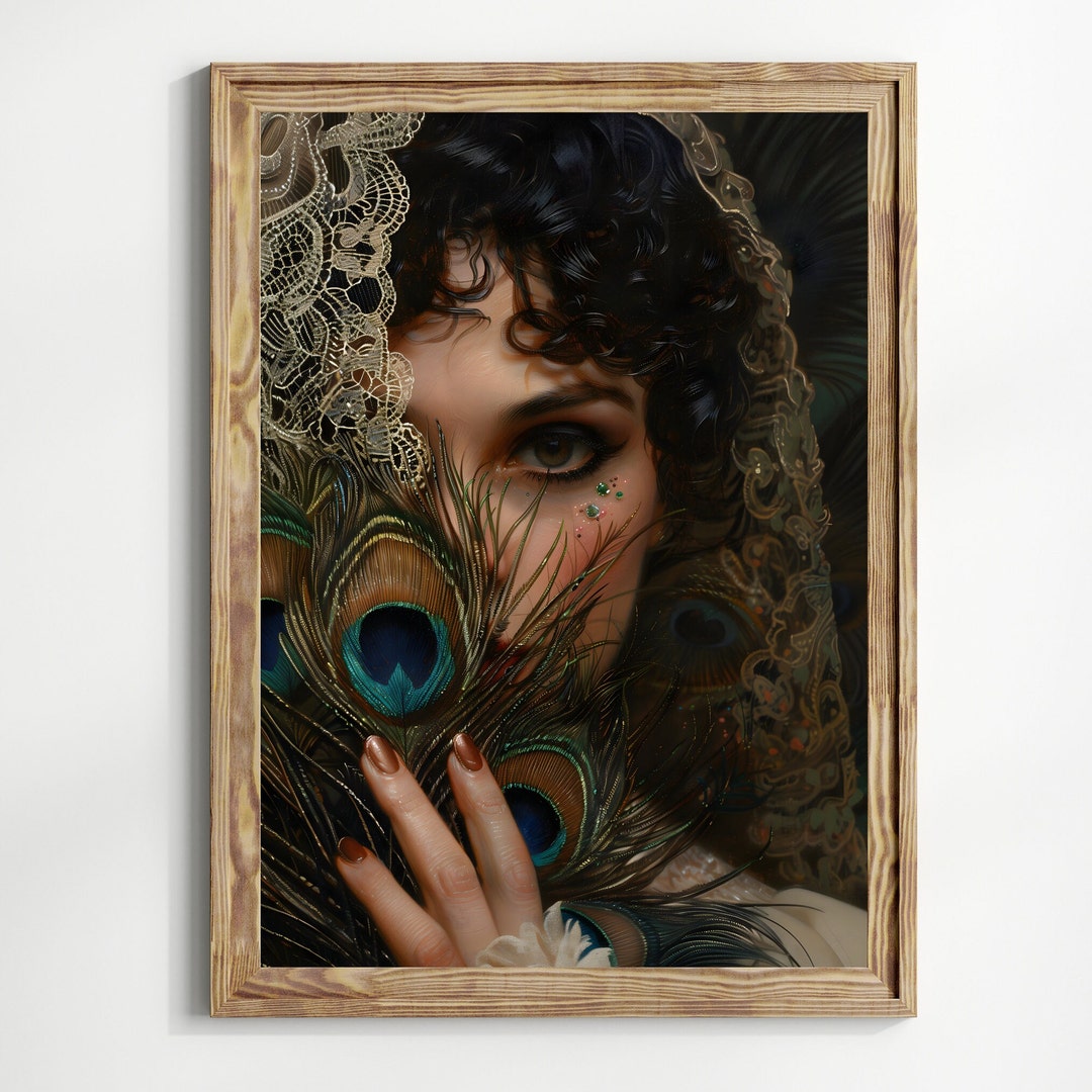 Peacock Feather Fan - Victorian Art Poster Print Moody Painting ...