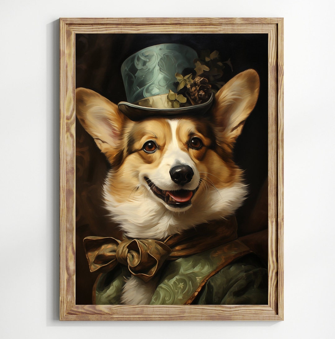 Victorian Corgi Dog Matte Vertical Print Dark Art Altered Print ...