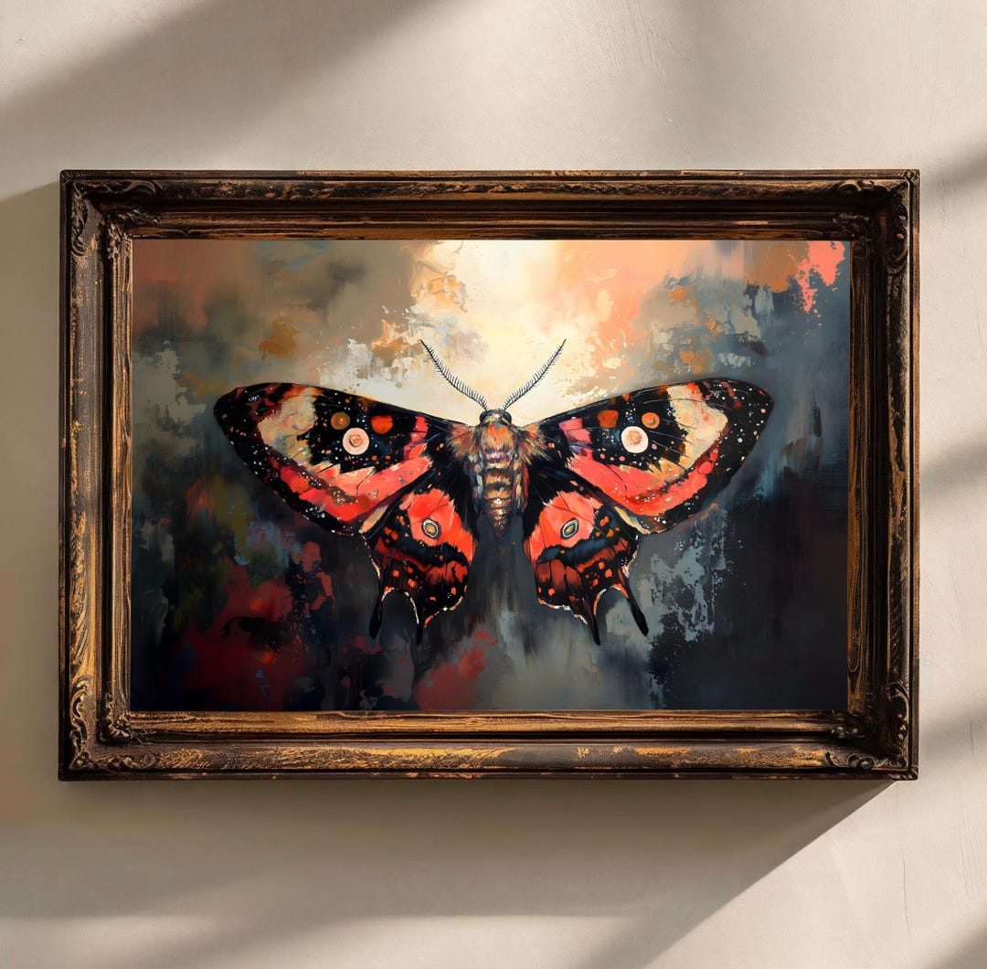 Red Moth Poster, Goth Butterflies Wall Art, Dark Academia Decor ...