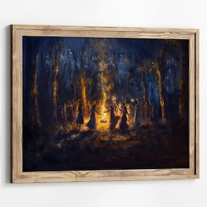 Fire Dance Wall Art, Nymphs Witches Dancing, Gothic Painting, Dark ...