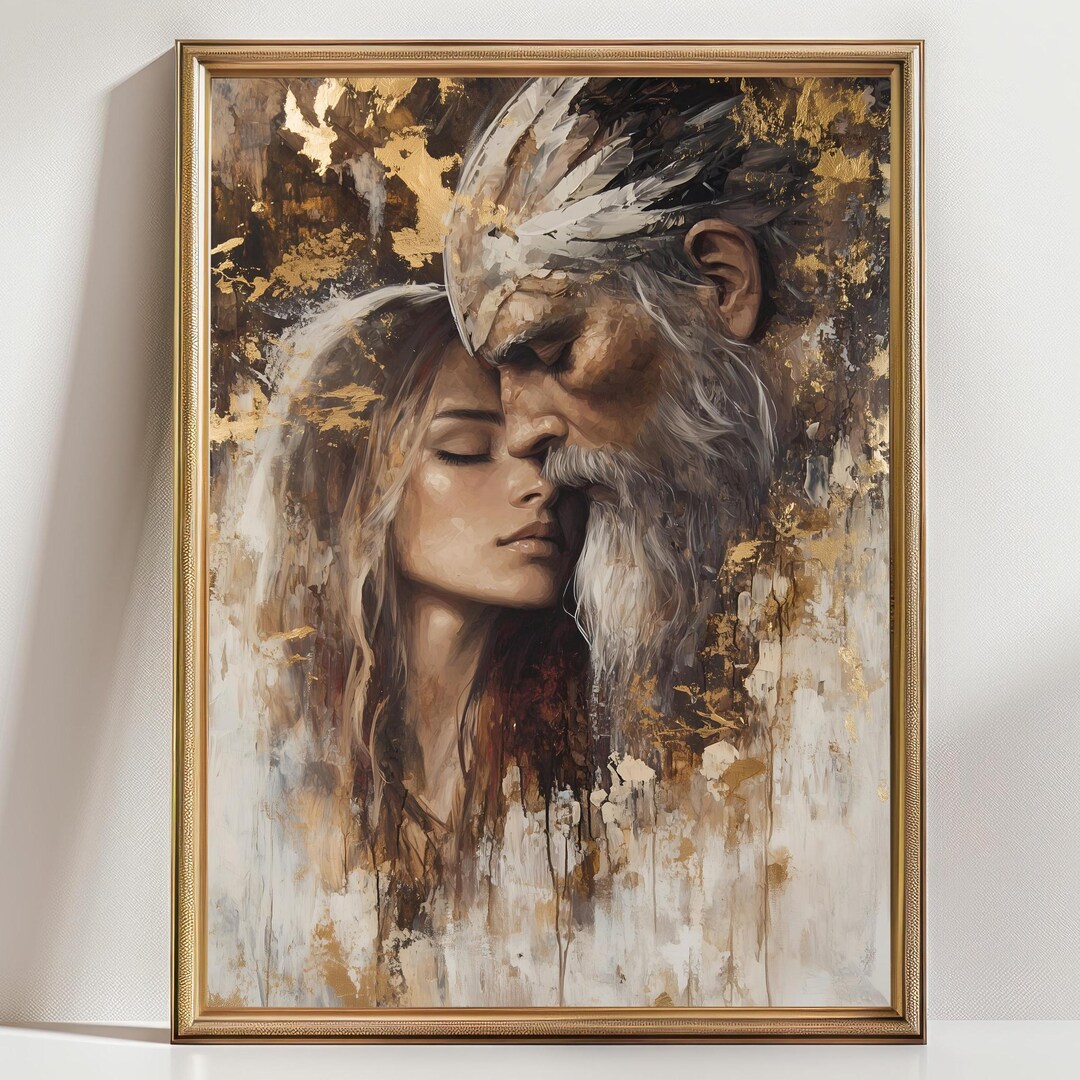 Norse Mythology Print, Odin and Frigg Art Print, Matte Vertical Posters ...