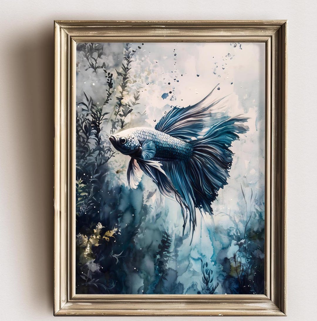 Aquarell Betta Fisch Painting Betta Fish Watercolor Print of Fish ...
