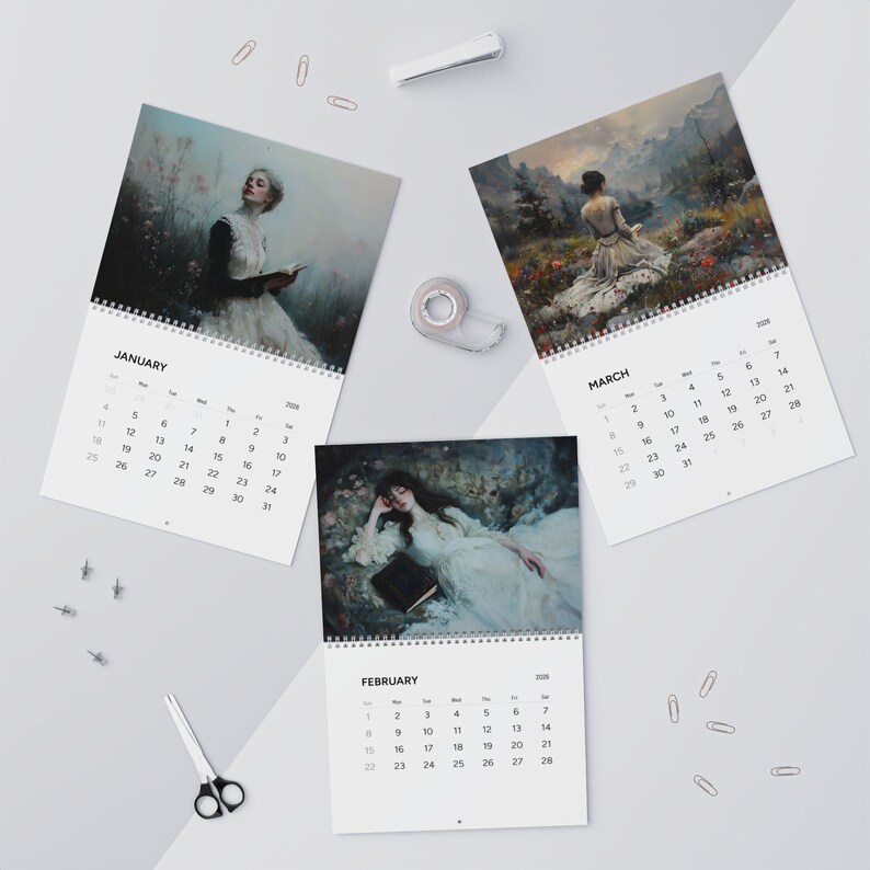 2026 Bookish Girls Wall Calendar – Reading Women Art Calendar ...