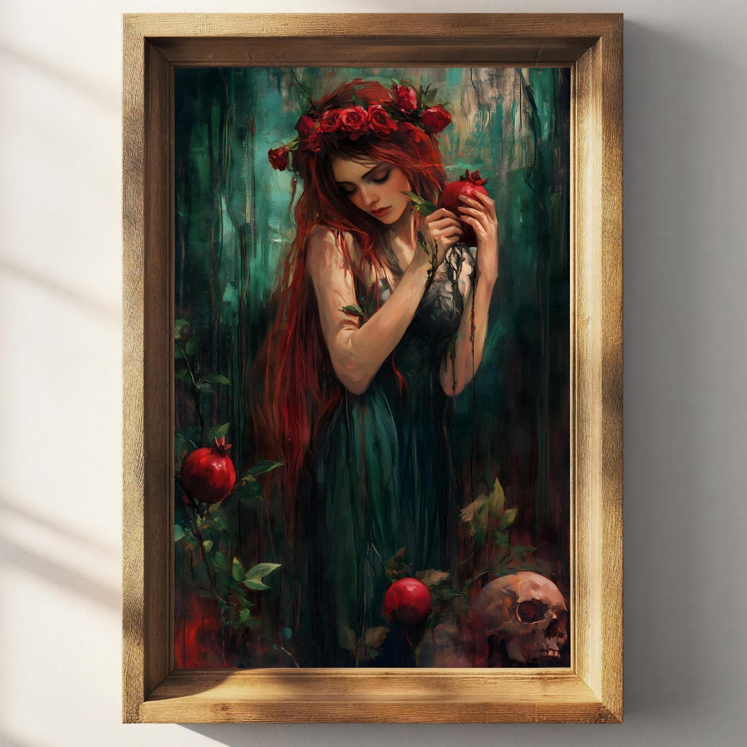 Persephone Art Print – Gothic Mythical Woman With Pomegranate, Dark ...