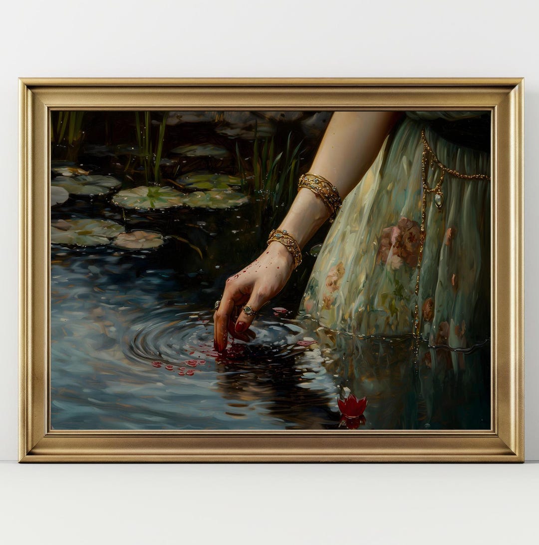 Bloody Hands Painting Dark Gothic Home Decor, Dark Academia Art, Spooky ...