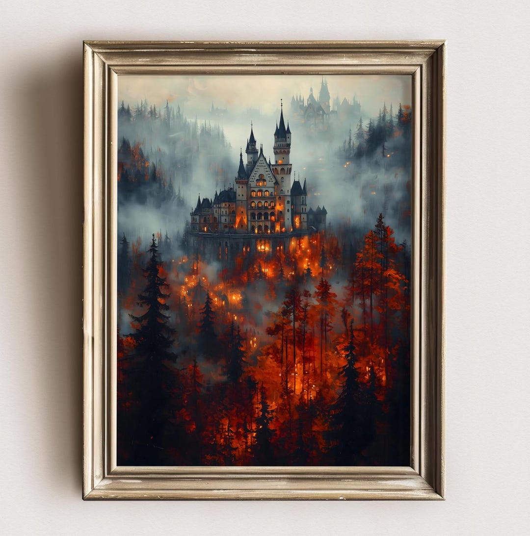 Vampire Castle Art, Moody Gothic Decor, Victorian Painting, Dark ...