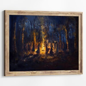 Fire Dance Wall Art, Nymphs Witches Dancing, Gothic Painting, Dark ...
