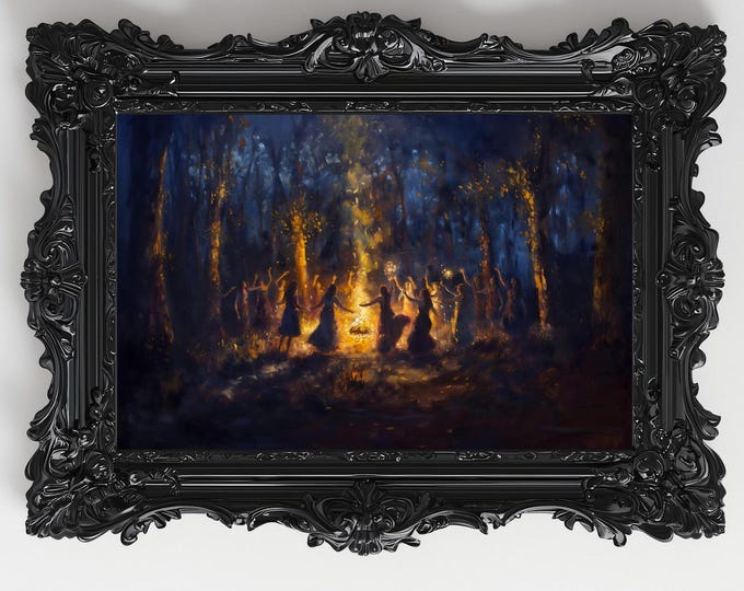Dancing Witches Wall Art - Fire Witches in Gothic Painting, Enchanting ...