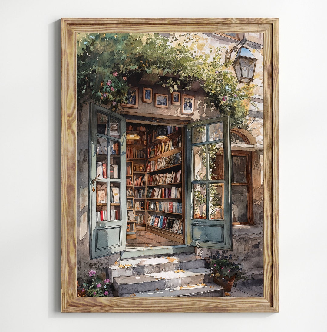 Old Vintage Book Store Poster, Book Shop Print, Book Lovers Gift ...