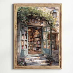 Old Vintage Book Store Poster, Book Shop Print, Book Lovers Gift ...
