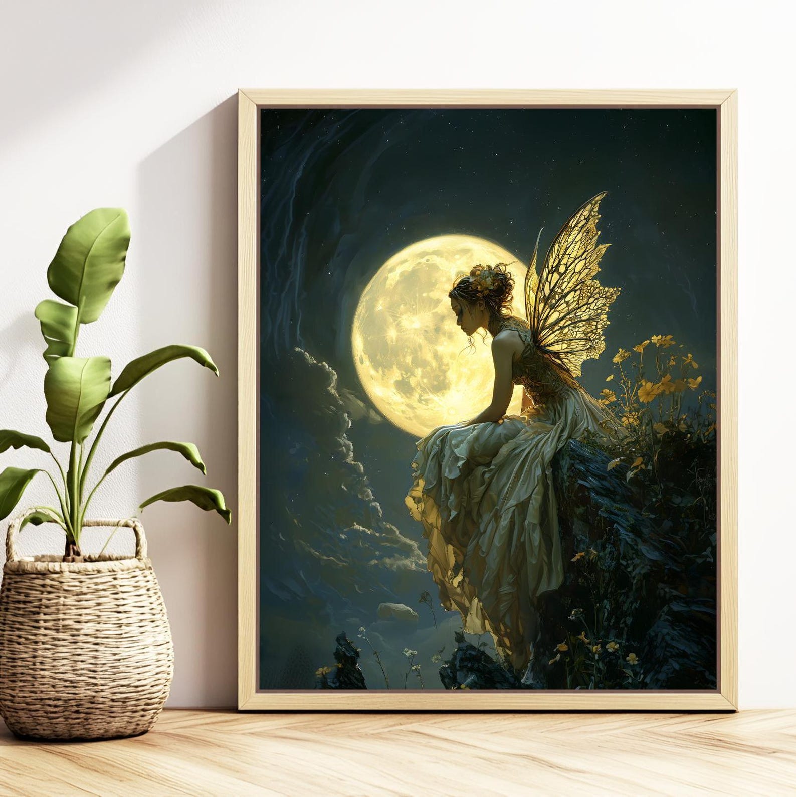 Fairy Celestial Wall Art Print, Fae Witchy Moody Home Decor, Dark Art ...