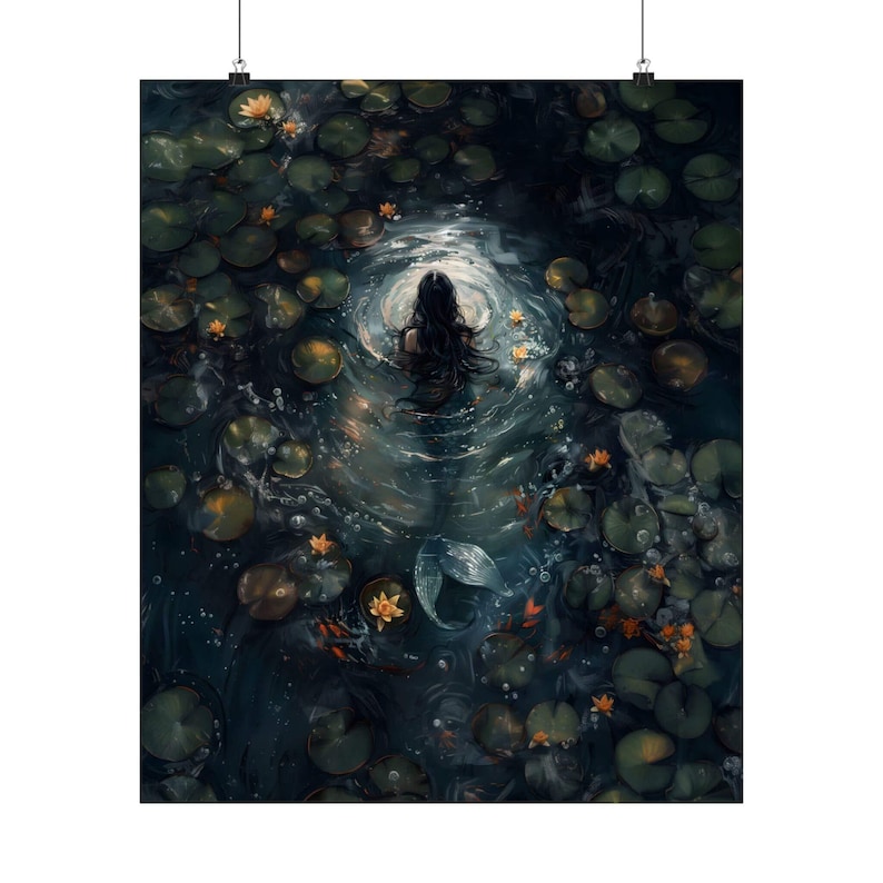 Mermaid Dark Academia Print - the Lake, Goth Moody Victorian Wall Art ...