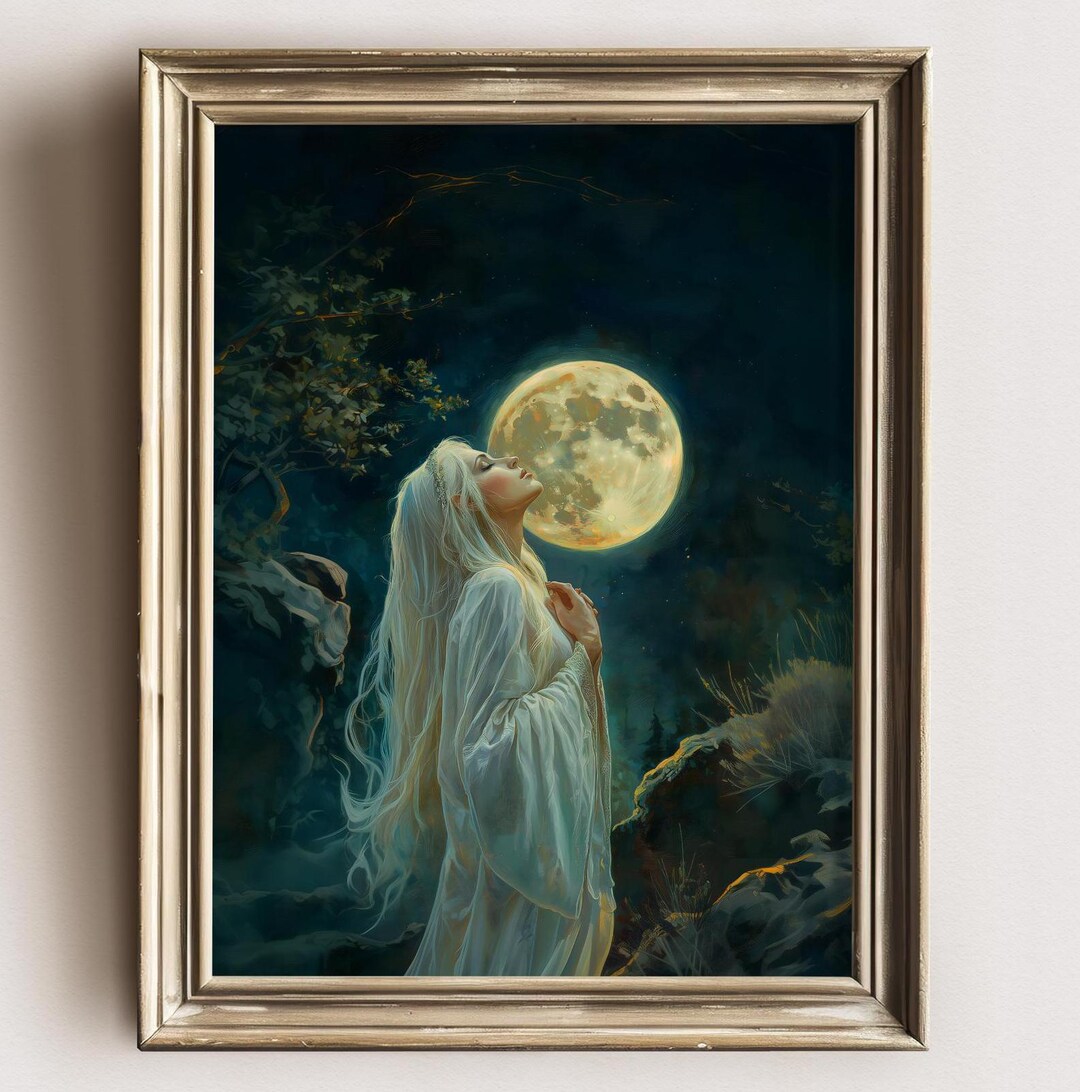 Selene, Goddess of the Moon Matte Print, Moody Dark Acdemia Wall Art ...