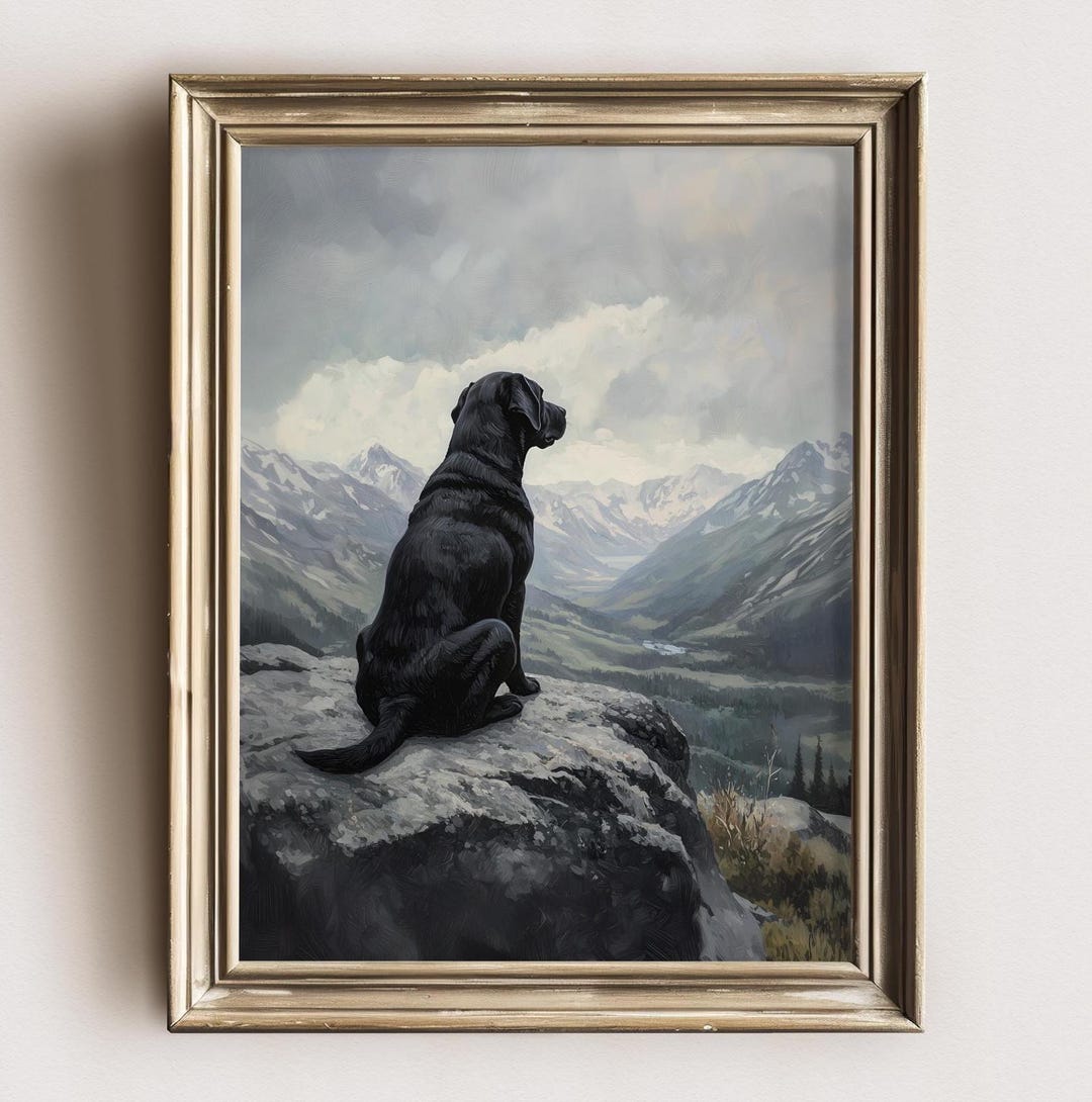 Black Labrador Dog Landscape Poster, Home Decor, Lab Dog Lover Gift, Black Lab Owner, Pet ...