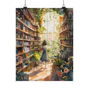 Vintage Library Poster, Greenhouse Library Reading , Book Lovers Gift ...