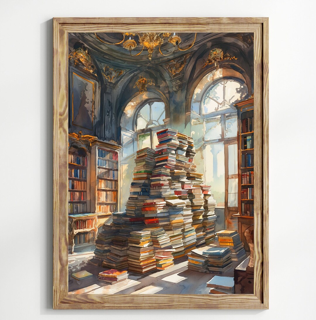 Vintage Library Poster, Dark Academia Library Reading , Book Lovers ...