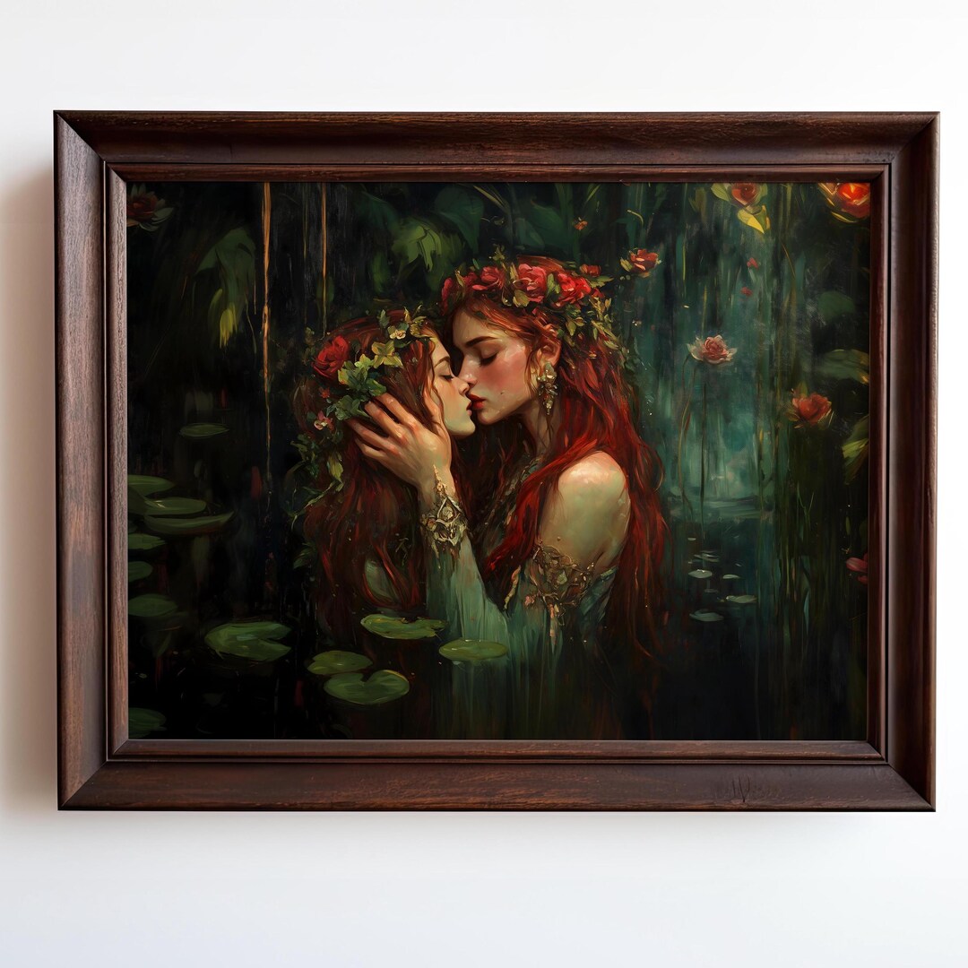 Sappho & Persephone, Dark Academia Print - the Lake, Goth Moody ...