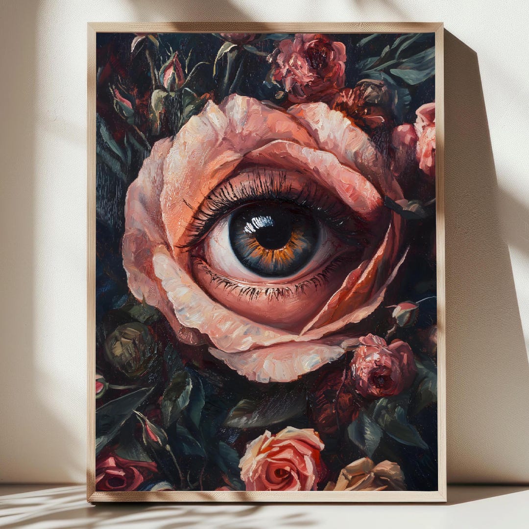 All Seeing Flower, Floral Witchy Room Decor, Flower With Eye Art Print ...