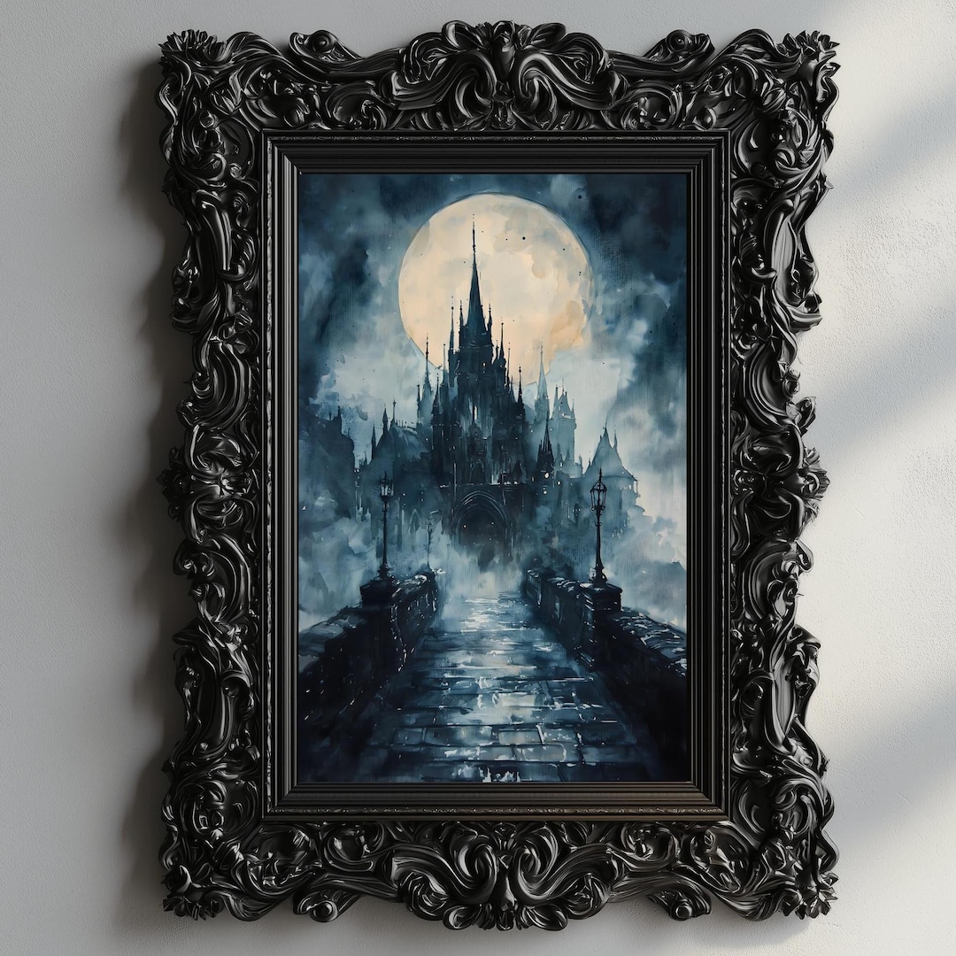 Vampire Castle Art, Moody Gothic Decor, Victorian Painting, Dark ...