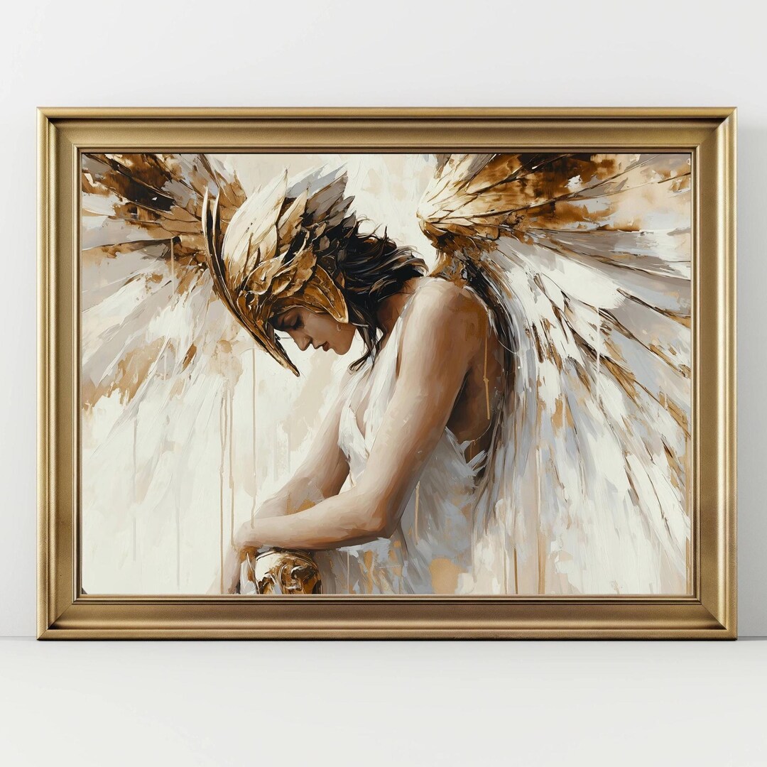 Angel Warrior Art Print, Valkyrie Wall Art, Fantasy Angel Painting ...