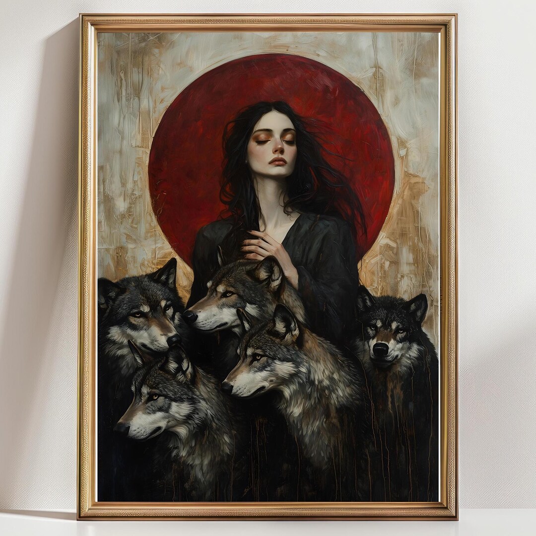Hecate With Wolves Print, Matte Vertical Wall Art, Gothic Witch Art ...