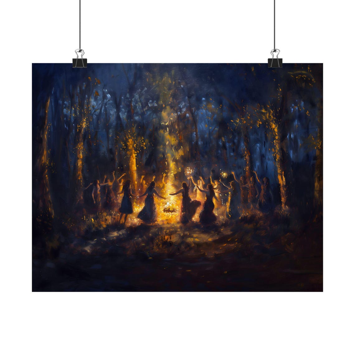 Fire Dance Wall Art, Nymphs Witches Dancing, Gothic Painting, Dark ...