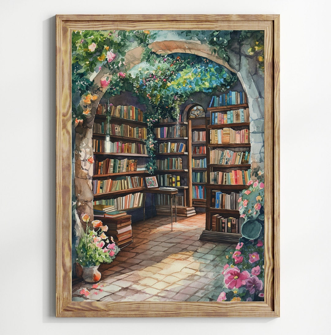 Old Vintage Book Store Poster, Book Shop Print, Book Lovers Gift ...