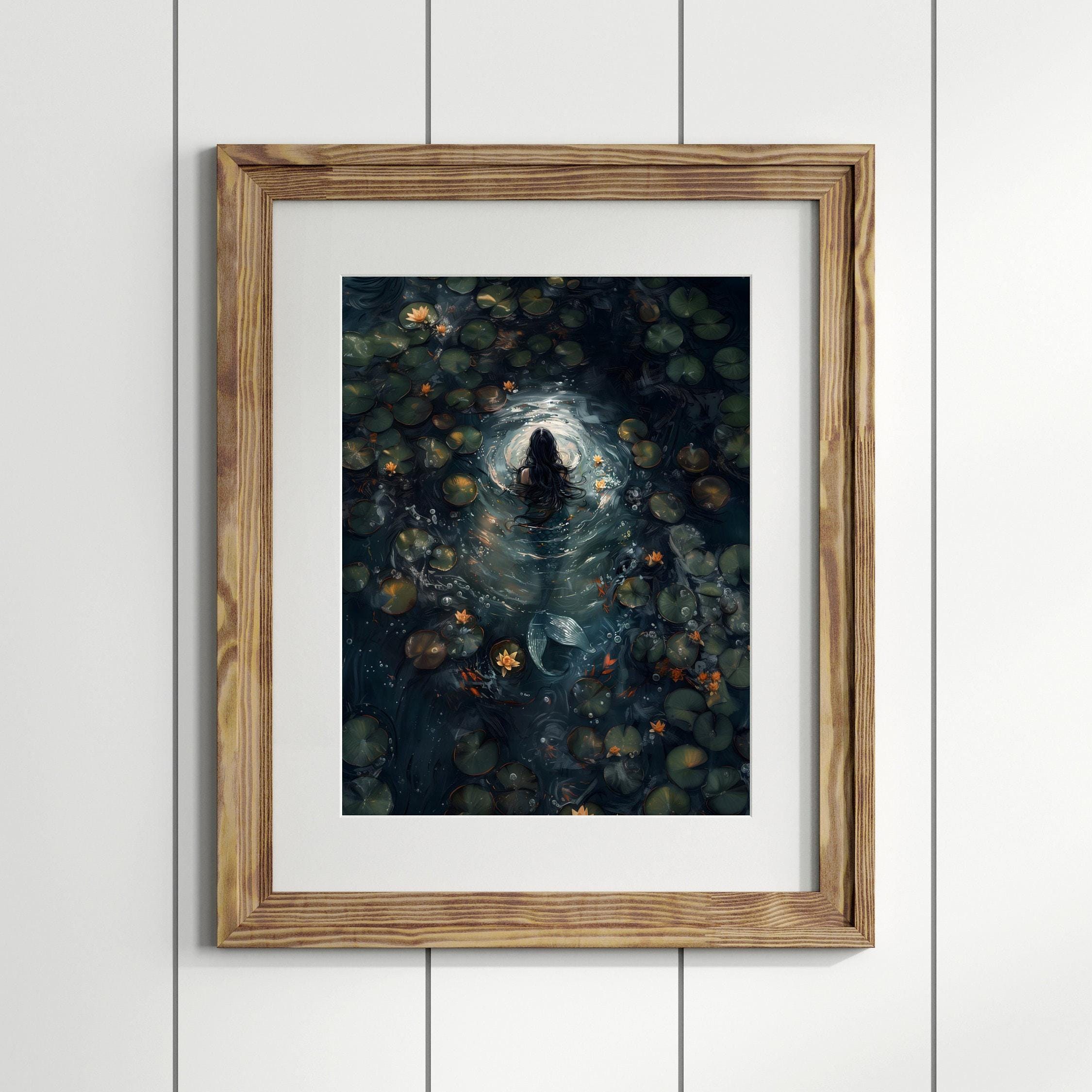 Mermaid Dark Academia Print - the Lake, Goth Moody Victorian Wall Art ...