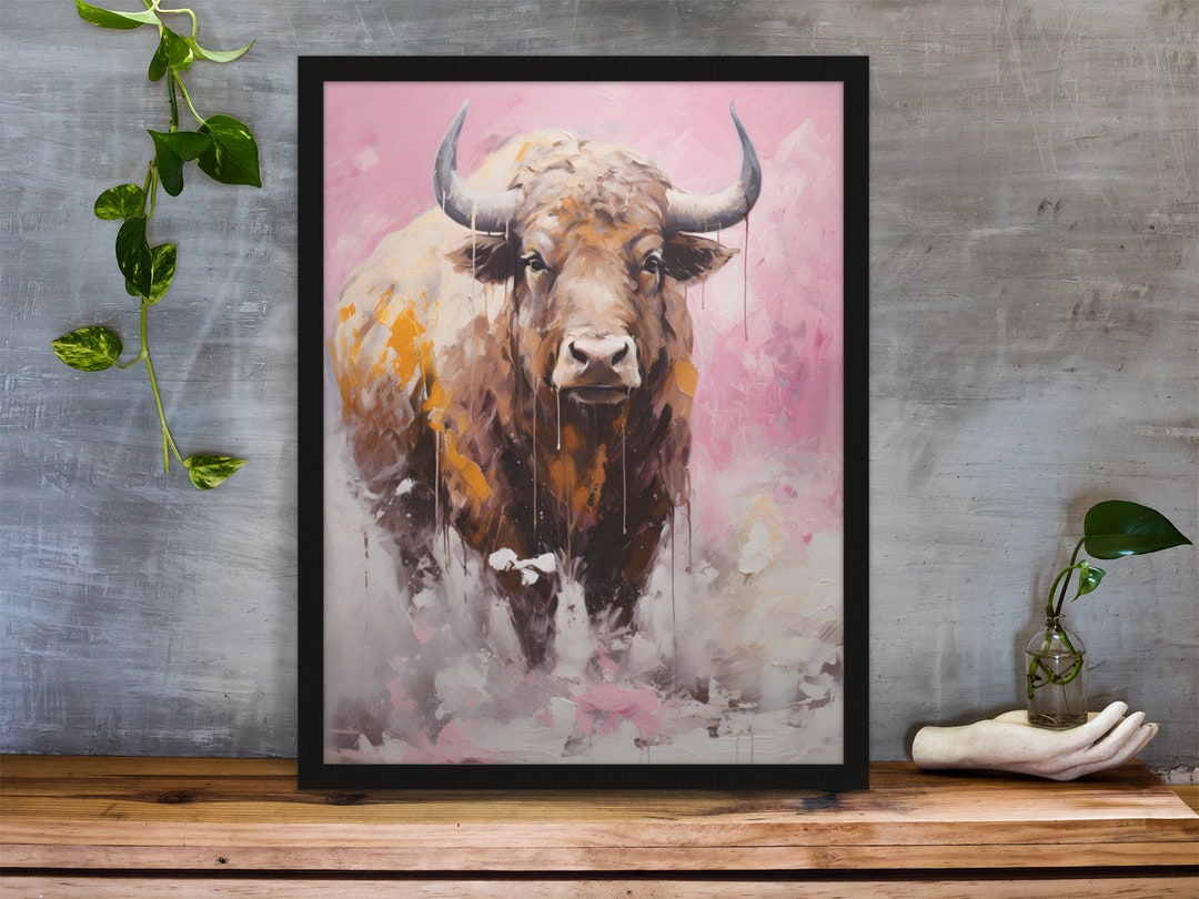 Pink bison Matte Vertical Poster Woodland Wall Art, Forest Wild Life ...