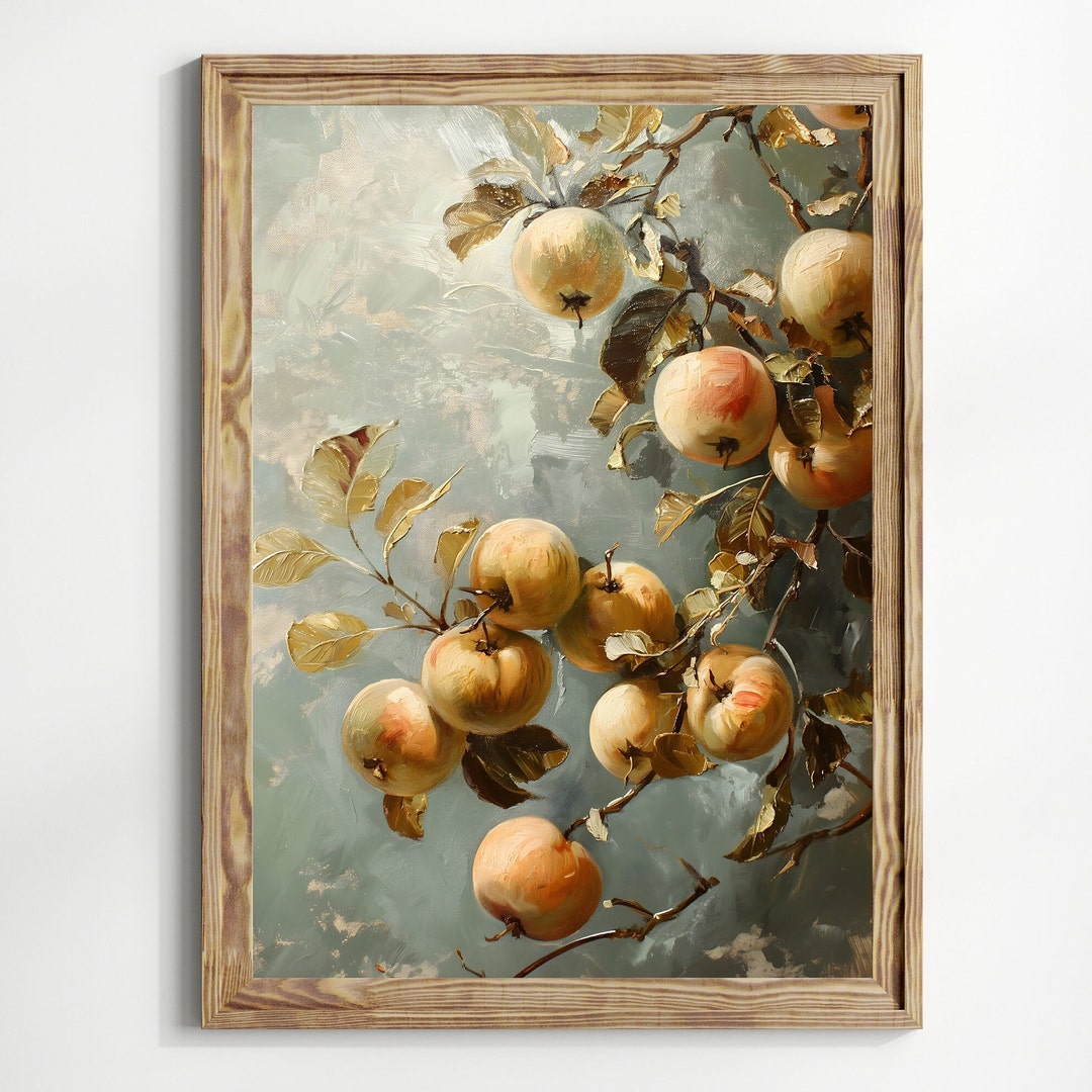 Vintage Apple Tree Print Rustic Farmhouse Kitchen Decor Painting ...