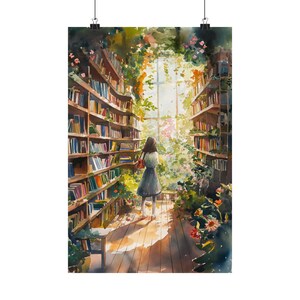 Vintage Library Poster, Greenhouse Library Reading , Book Lovers Gift ...