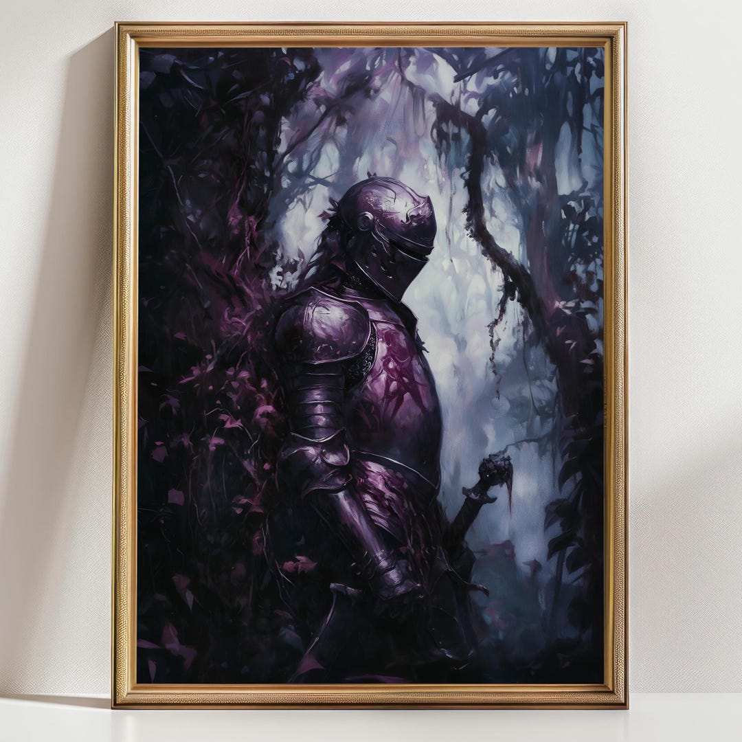 Medieval Knight Poster Art, Fantasy Wall Decor, Dark Aesthetic, Gift ...