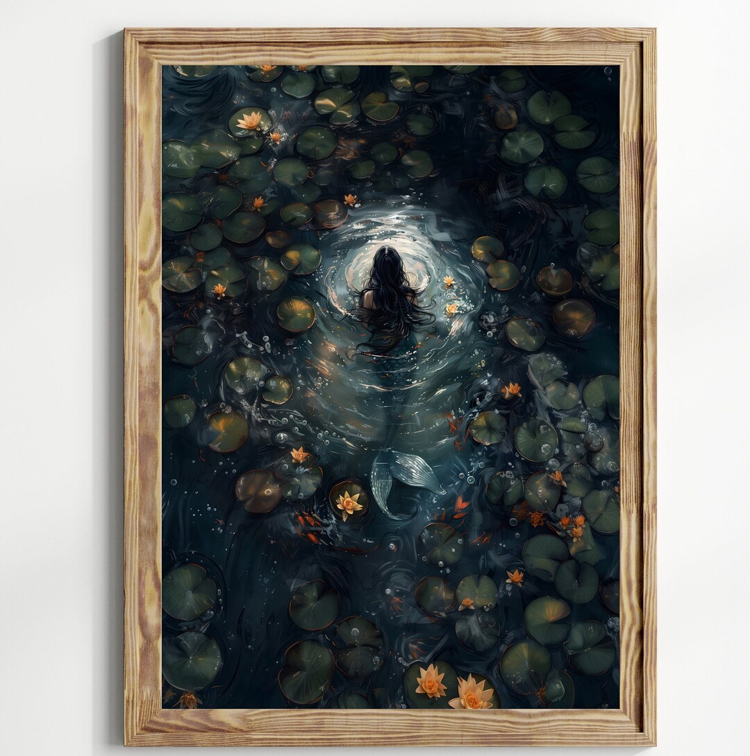 Mermaid Dark Academia Print - the Lake, Goth Moody Victorian Wall Art ...