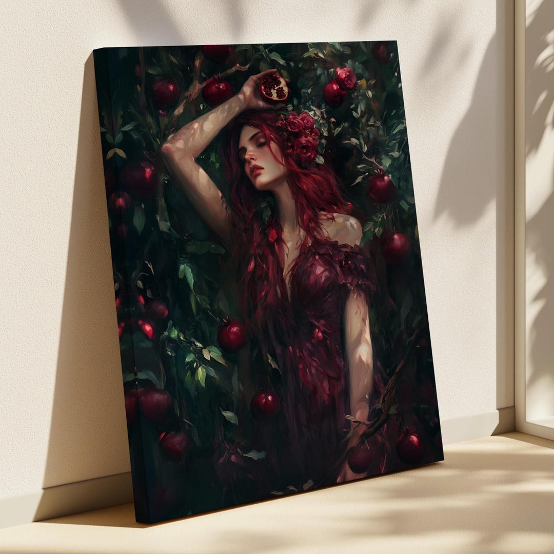 Dark Persephone Dark Feminine Pomegranate Canvas Print – Mythical ...