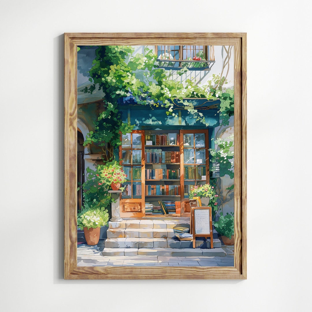 Old Vintage Book Store Poster, Book Shop Print, Book Lovers Gift ...