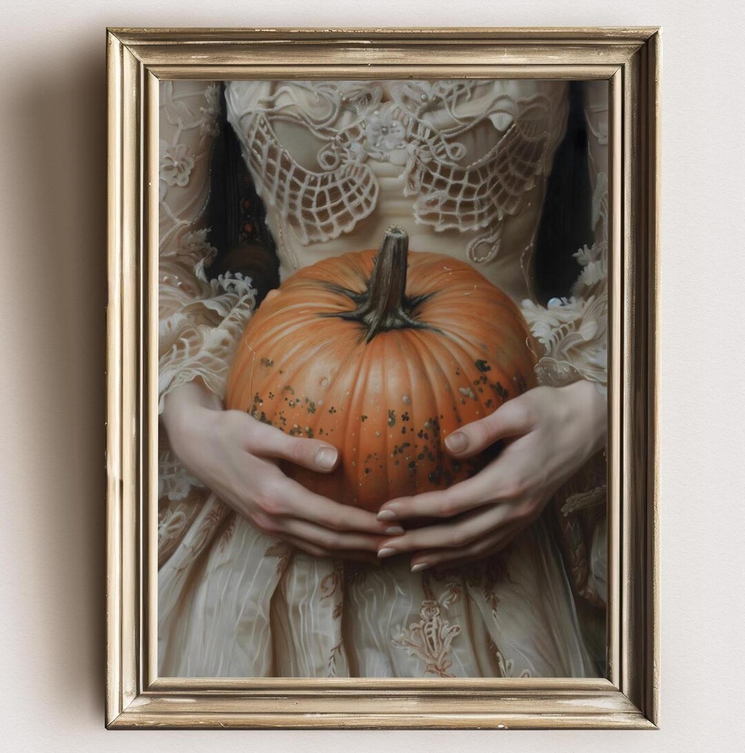 Pumpkin - Victorian Art Print Moody Halloween Painting, Vintage Print ...