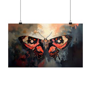Red Moth Poster, Goth Butterflies Wall Art, Dark Academia Decor ...