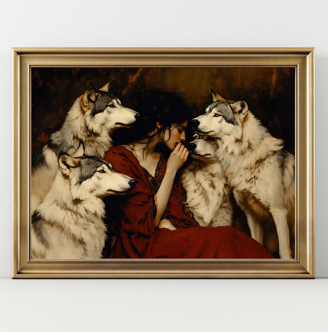 Whimsical Wolf Art Print, Bohemian Decor, Hecate and Wolves Wall Art ...