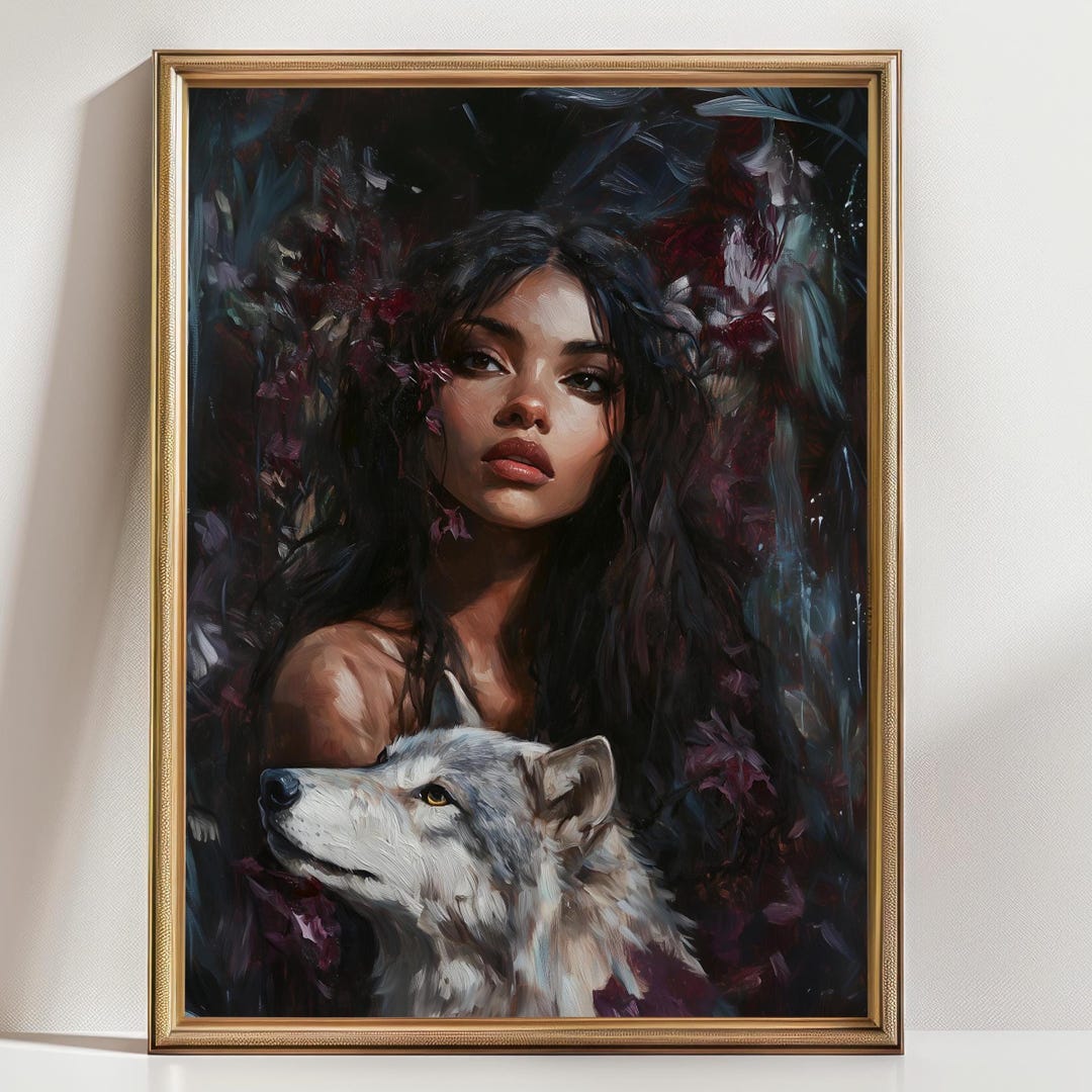 She and Her Wolf, Dark Academia, Wolves Art, Goth Moody Victorian Wall ...