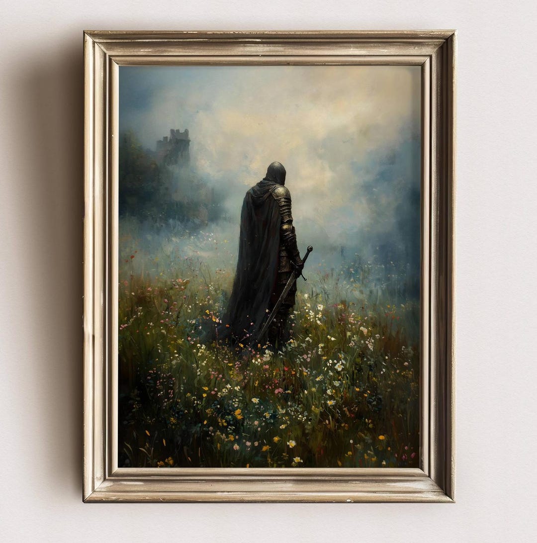 Medieval Knight Art Print, Knightcore Fantasy Art, Fantasy Sword ...