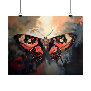 Red Moth Poster, Goth Butterflies Wall Art, Dark Academia Decor ...