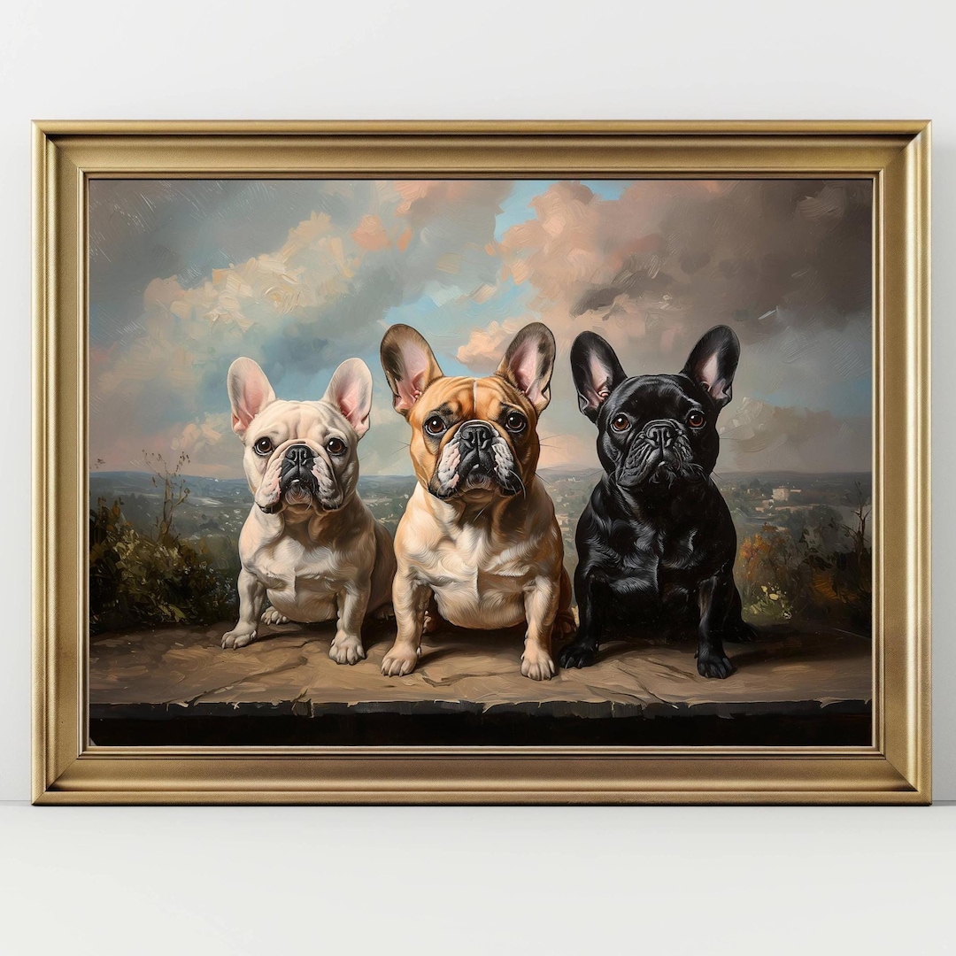 French Bulldog Trio Wall Art – Cream, Fawn & Black Frenchie Print, Dog ...