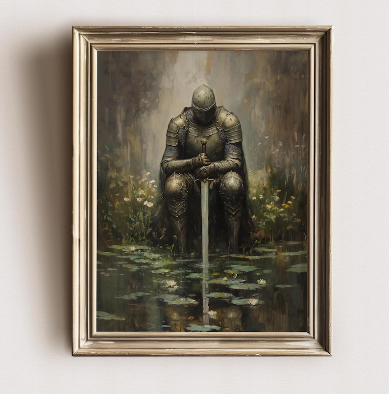 Medieval Knight Art Print, Knightcore Fantasy Art, Fantasy Sword ...