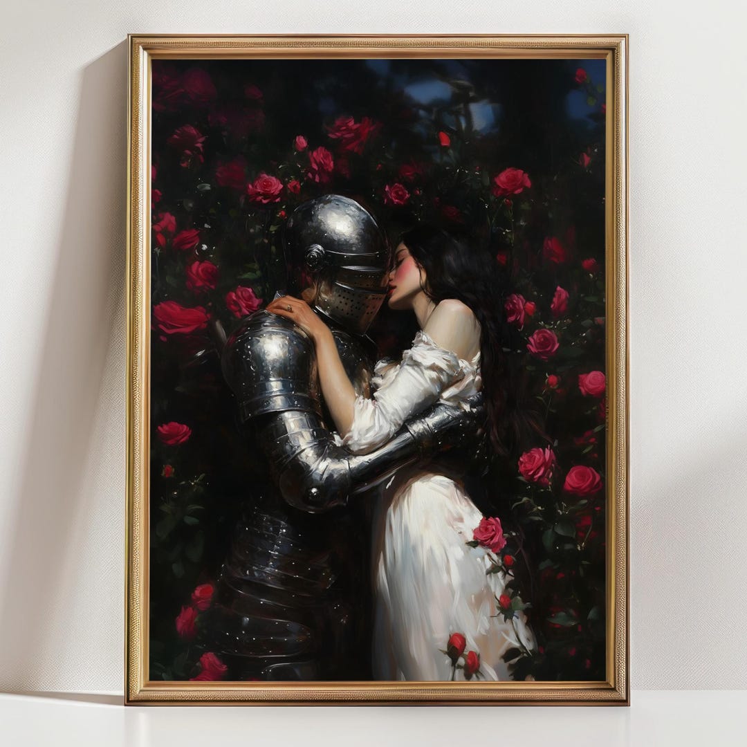 Knight and Maiden Art Print – Romantic Fantasy Wall Art, Medieval ...