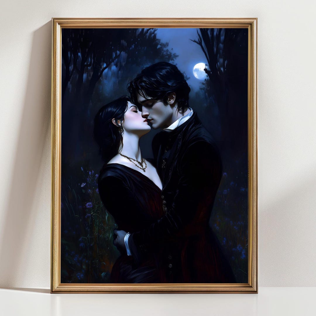 Gothic Victorian Couple Art Print • Dark Romance Wall Art • Moonlit ...