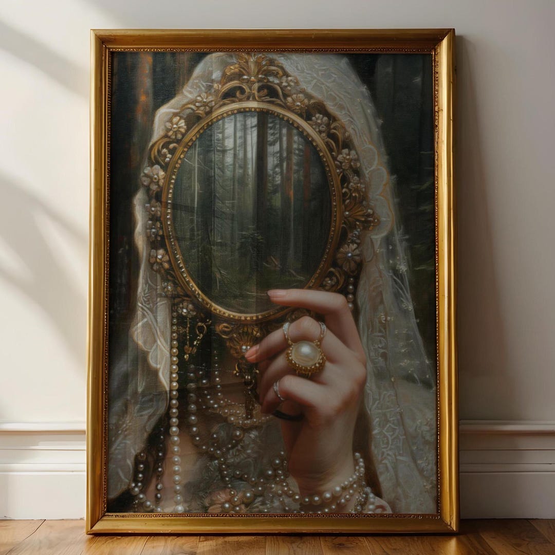 Mirror - Victorian Art Poster Print Moody Painting, Vintage Woman Print ...